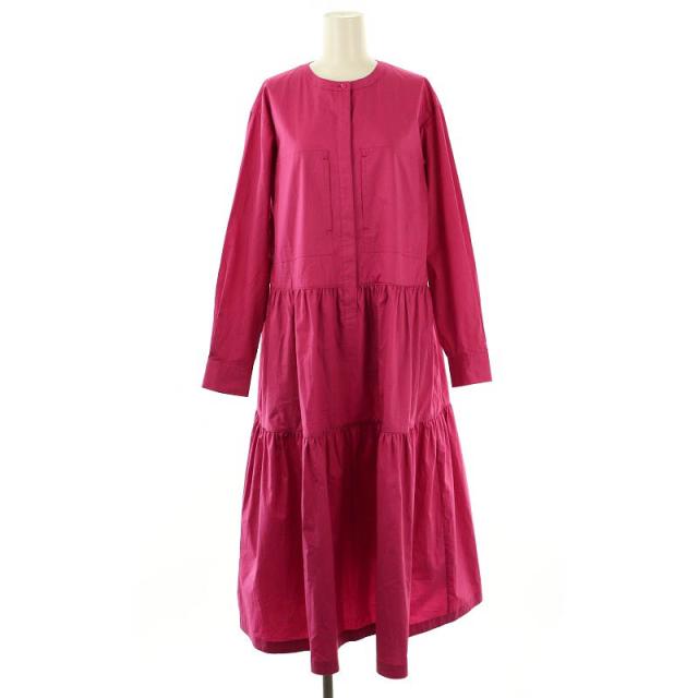 【中古】ドゥロワー 25 SPRING ノーカラーティアードワンピース シャツ 36 マゼンタピンク /MI ■OS レディース
