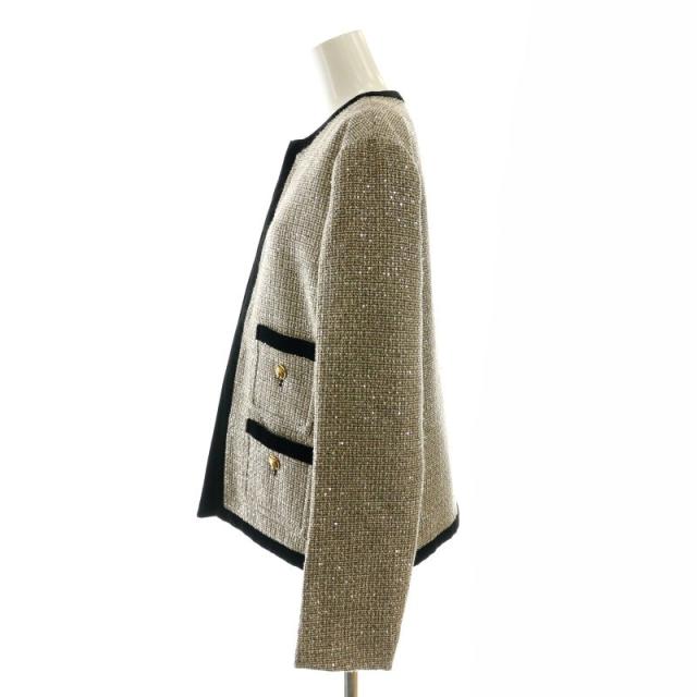 中古】グッチ 545458 スパンコールツイードノーカラージャケット ラメ