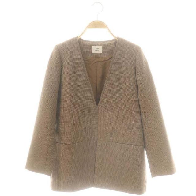 【中古】フミエタナカ FUMIE=TANAKA プルオーバージャケット ノーカラー 総柄 1 ブラウン マルチカラー