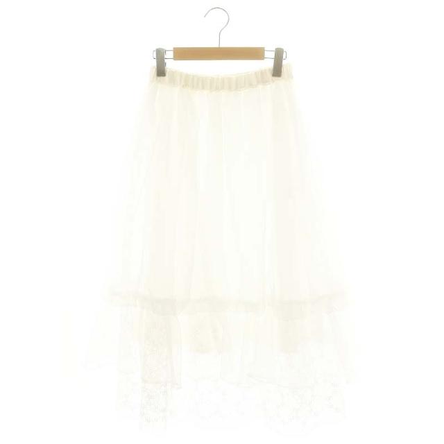 【中古】未使用品 ロージーモンスター ボリュームチュールスカート ロング フレア F オフホワイト /DO ■OS