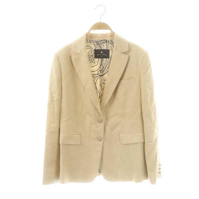 【中古】エトロ ETRO テーラードジャケット 裏地ペイスリー柄 42 ベージュ /AQ ■OS レディース
