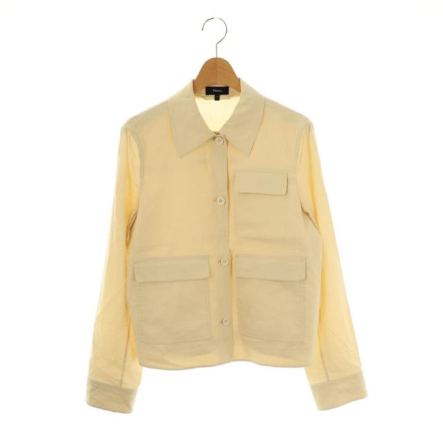 【中古】セオリー Theory 25SS GOOD CRUNCH W CASUAL LS JKT ステンカラージャケット S クリーム色 レディース