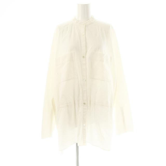 【中古】エトレトウキョウ 24AW ワイドスリーブウエストドロストシャツ バンドカラー チュニック丈 F 白 レディース