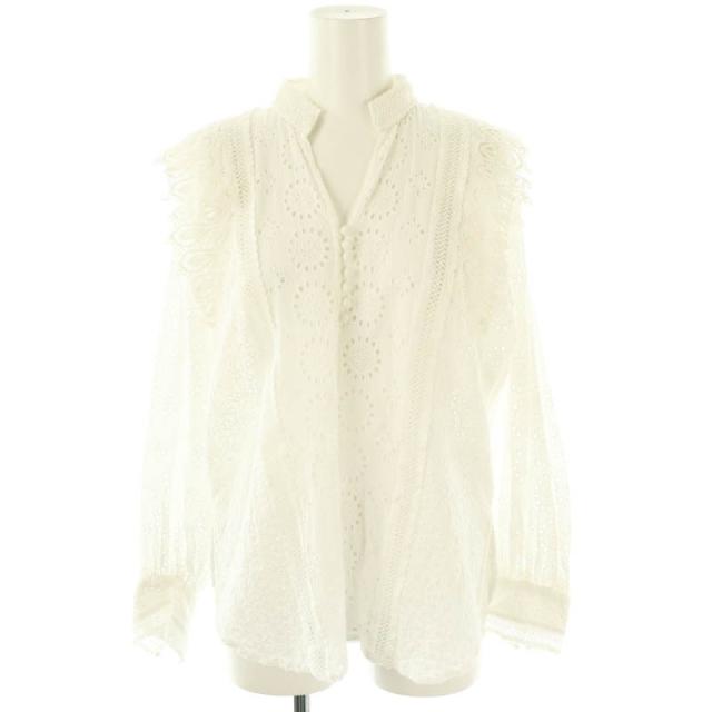 【中古】ヌキテパ NE QUITTEZ PAS! 23SS Cotton Hemla Mix Lace Blouse ブラウス レース 刺繍 長袖 ホワイト