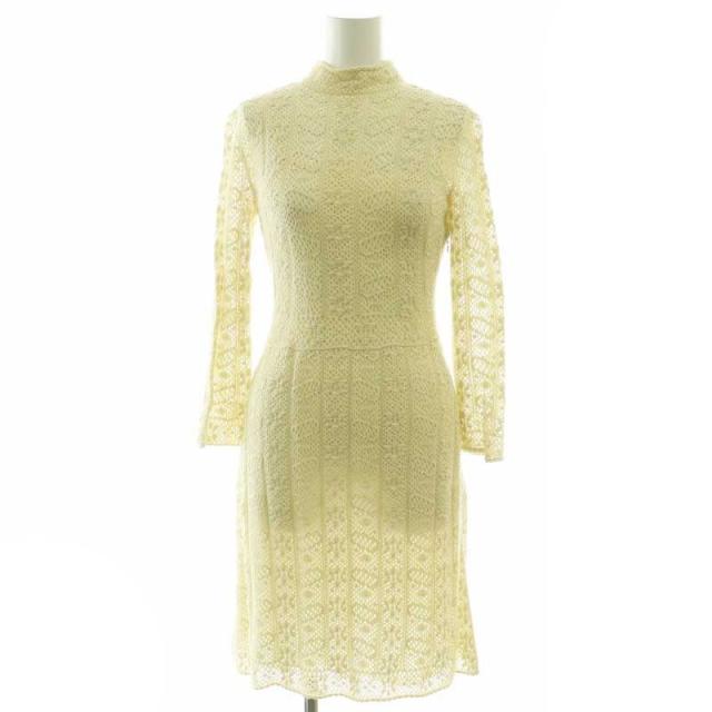 【中古】クリスチャンディオール Christian Dior レース刺繍 ドレス ワンピース 長袖 膝丈 34 アイボリー