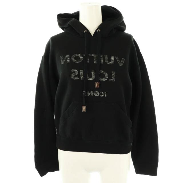 【中古】ルイヴィトン 1A61LL 20SS リバースロゴプルオーバー パーカー スウェット RW201W XS ブラック レディース
