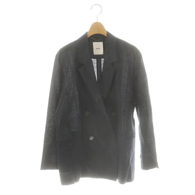 【中古】エブール 24SS クリアリネン ダブルブレストジャケットテーラードジャケット 36 チャコール レディース