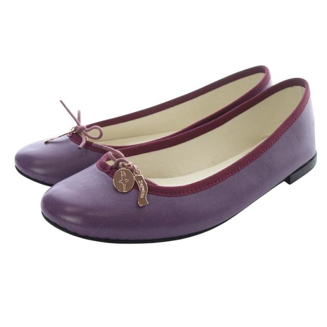 【中古】レペット Repetto アトリエ レペット バレエシューズ パンプス レザー 37 23.3cm 紫 /SR16 レディース