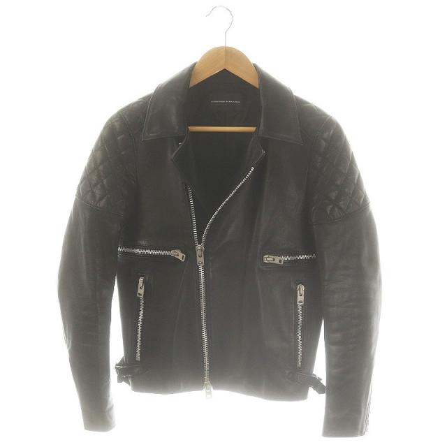 【中古】ラウンジリザード LOUNGE LIZARD ホースハイドダブルライダースジャケット 1 黒 /MI ■OS ■AD メンズ