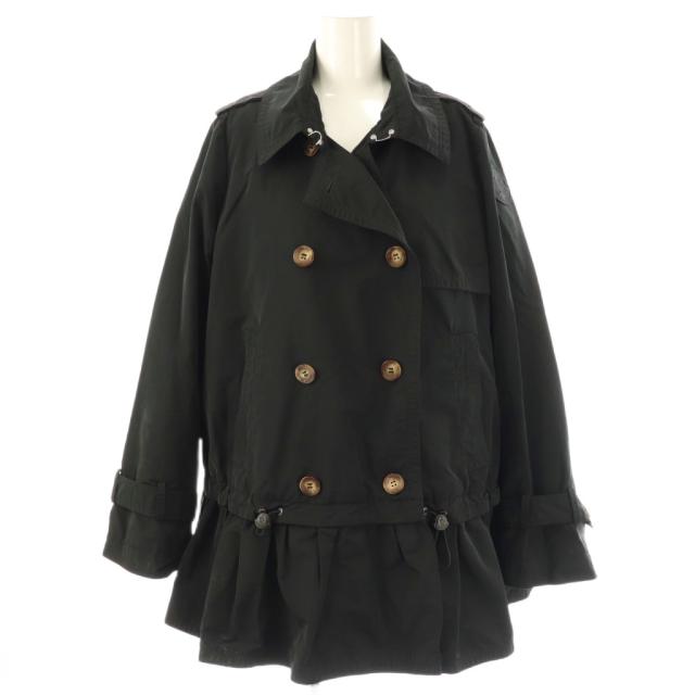【中古】モンクレール MONCLER ALEET ダウンライナー付き フリル スプリングコート トレンチ ショート 2 黒 ブラック