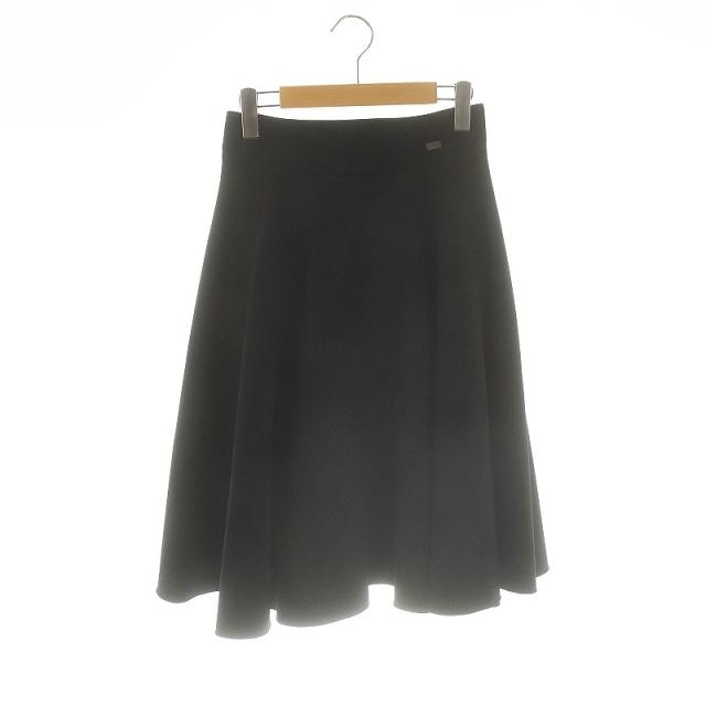 【中古】フォクシー ブティック 42430 メープルフレア ロゴプレートスカート ウール 38 黒 ■OS ■SH レディース