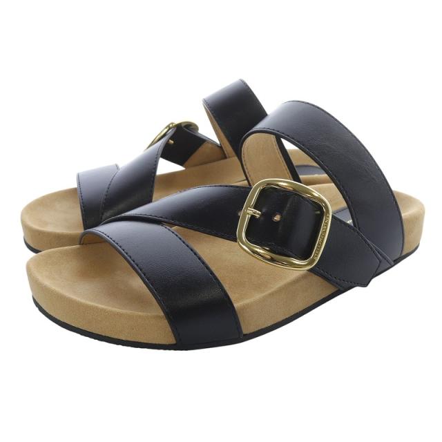 【中古】ステラマッカートニー ガイア フラットサンダル ストラップ レザー 36 22.5cm 黒 /SR40 ■SH レディース