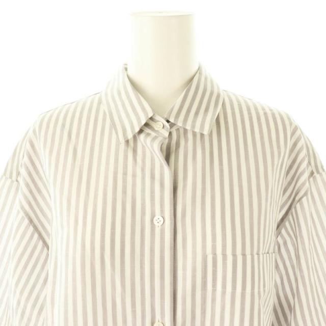 中古】エブール ebure コットンリネン ストライプ ブラウス シャツ 七