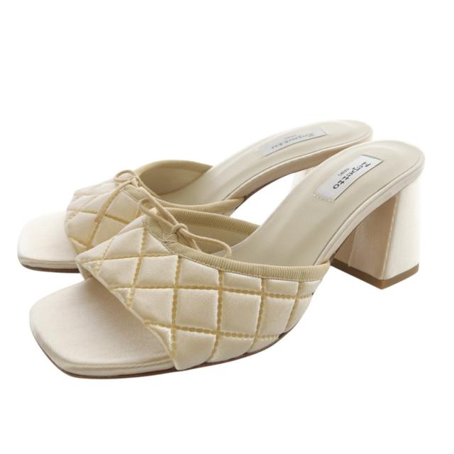 【中古】レペット Repetto Jordana Mules ミュール サンダル チャンキーヒール 36 ベージュ /SR レディース