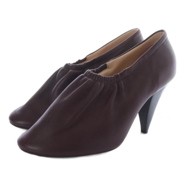 【中古】セリーヌ CELINE フィービー期 レザー ギャザーパンプス ハイヒール 36.5 23.5cm エンジ /SR16 レディース