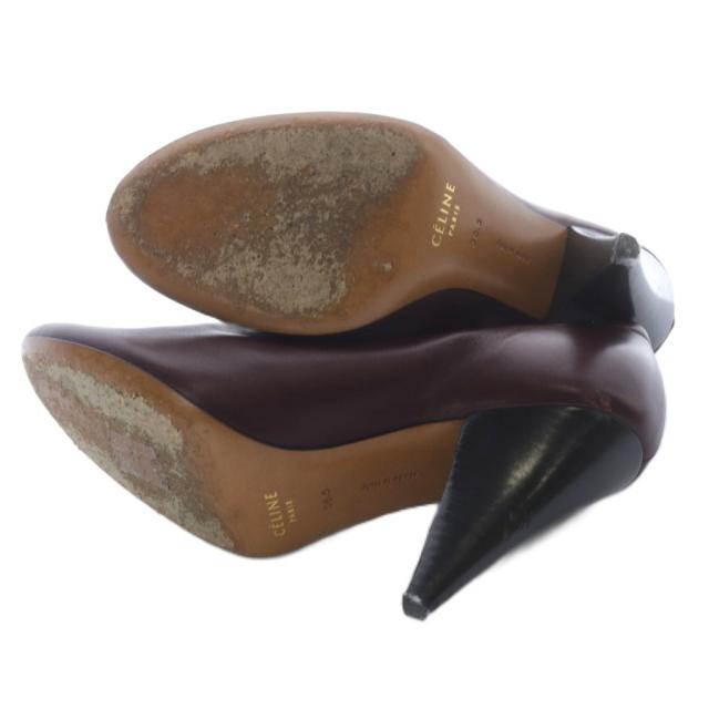 【中古】セリーヌ CELINE フィービー期 レザー ギャザーパンプス ハイヒール 36.5 23.5cm エンジ /SR16 レディース