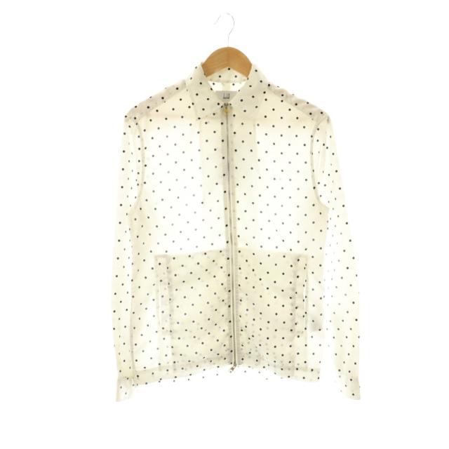 【中古】ダンヒル dunhill ドット柄ジップアップナイロンブルゾン ステンカラージャケット XS ホワイト メンズ