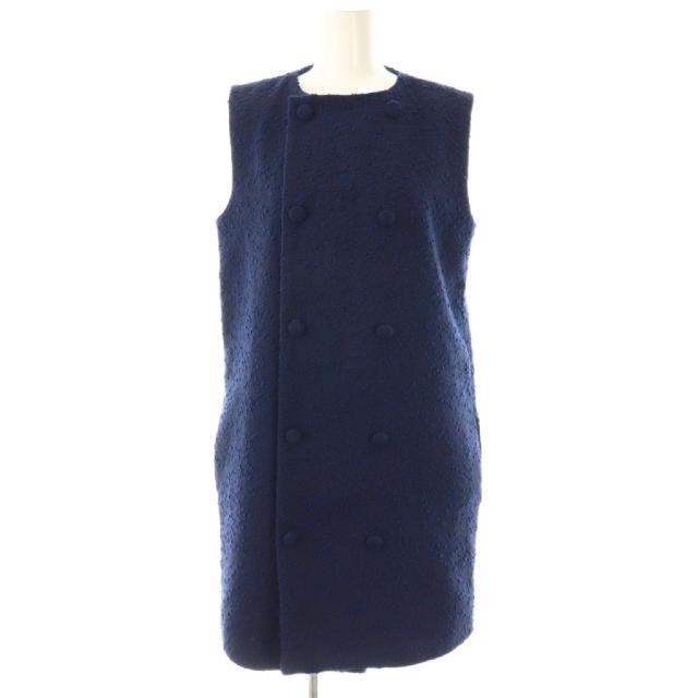 【中古】アミ アレクサンドル マテュッシ ネップツイードジレワンピース ノースリーブ ひざ丈 36 ネイビーブルー