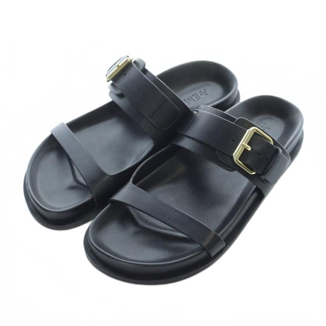 【中古】エーエメリー 25SS Prince サンダル スライド ゴールドバックル 36 23cm 黒 ブラック 26-01-52-01031 ■SH