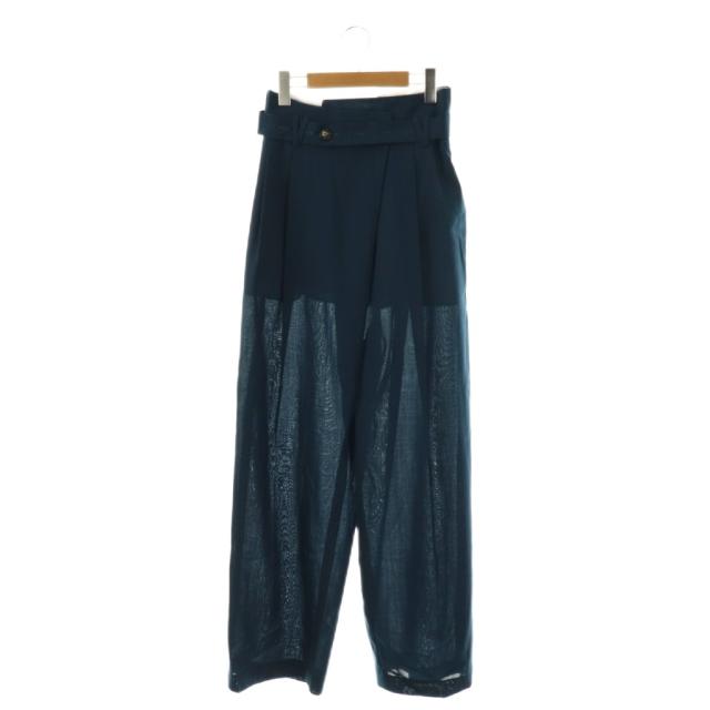 【中古】エンフォルド ENFOLD 25AW BELT WIDE-STRAIGHT TROUSERS パンツ ワイド 38 グリーン /HK ■OS レディース