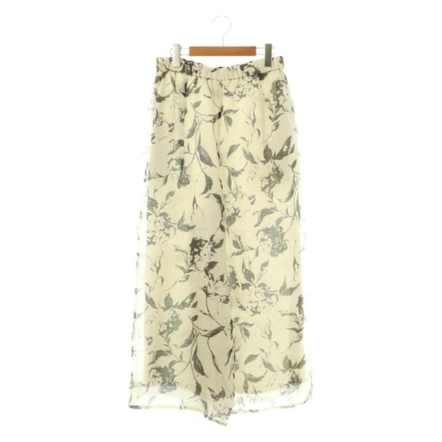 【中古】エブール ebure 24AW シルクリネンオーガンジープリント イージーワイドパンツ 38 エクリュ レディース