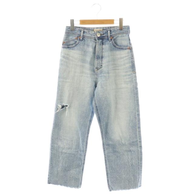【中古】ヤヌーク 近年モデル Boys Cropped デニムパンツ ジーンズ カットオフ ジッパーフライ 25 ライトブルー