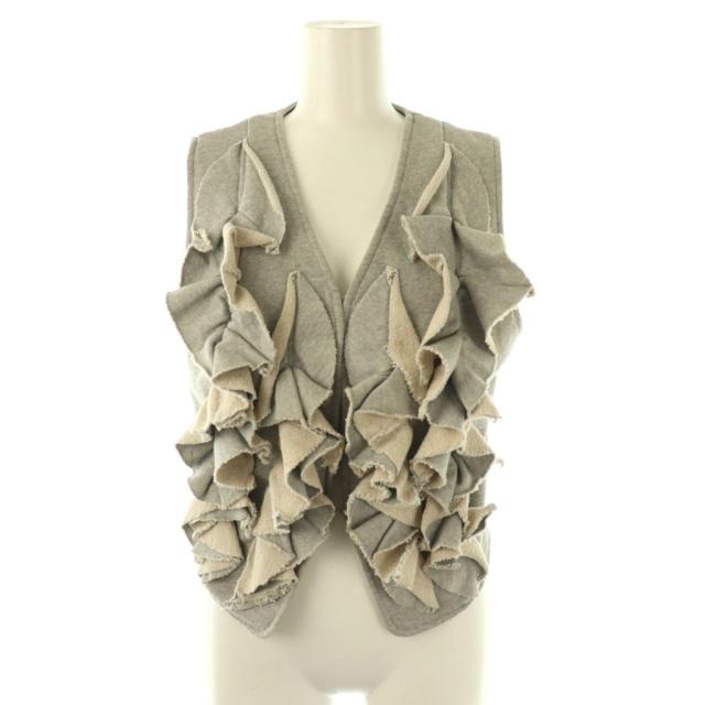 【中古】オープンワイワイ OPEN YY JERSEY FRILL VEST ベスト 2 グレー /SS ■OS ■SH レディース
