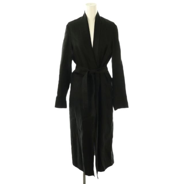 【中古】マディソンブルー MADISONBLUE リネンロングガウンコート ウエストリボン 01 S 黒 ブラック MB171-2006