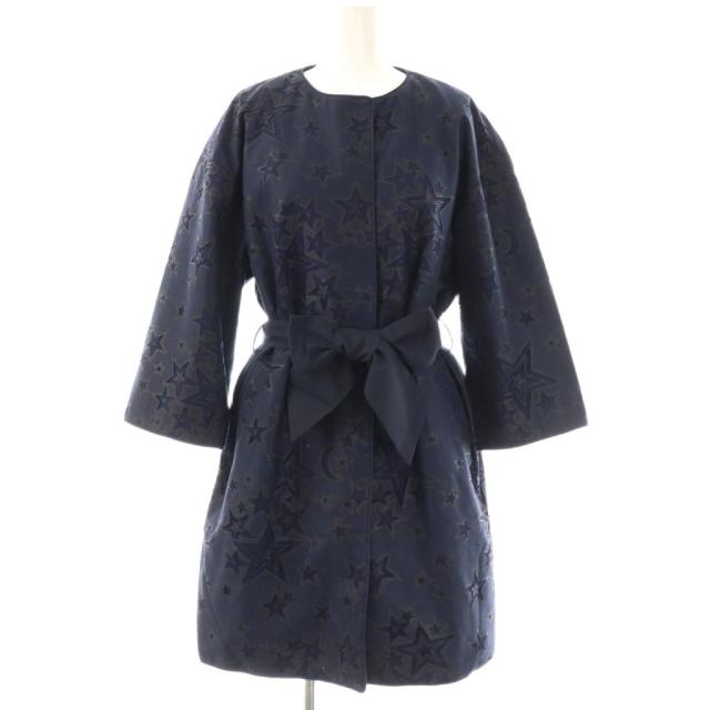 【中古】チョノ CHONO スターレースノーカラーコート ロング F ネイビー /DO ■OS ■SH レディース