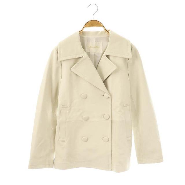 【中古】グレースクラス GRACE Class 25SS ラムレザーPコート シープスキン 36 アイボリー /AT ■OS レディース