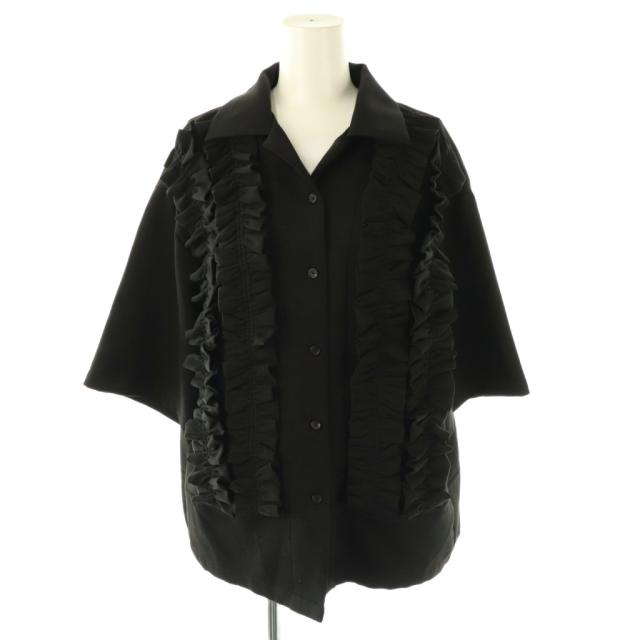 【中古】トゥー TOO MOON TREE PLANET フリルシャツ 五分袖 黒 ブラック /AT ■OS レディース