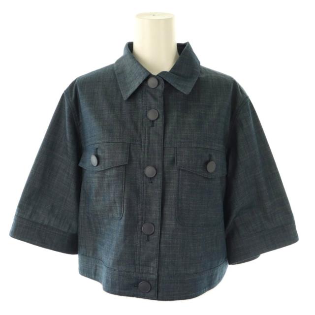 【中古】アナイ ANAYI 25SS スラブデニムライク5分袖ブルゾン ジャケット 36 紺 /NR ■OS ■SH レディース