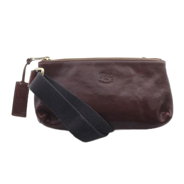 【中古】イルビゾンテ IL BISONTE クロスボディバッグ ロゴ ショルダーバッグ レザー 茶色 5492300111 /SR レディース