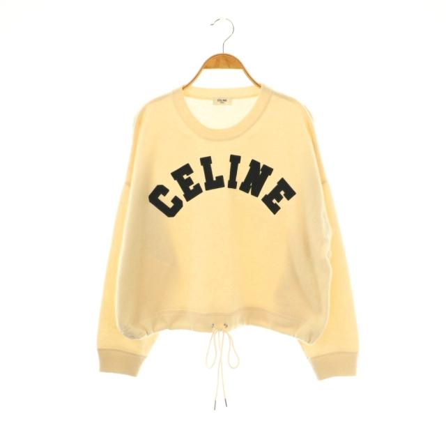 【中古】セリーヌ CELINE ウール ロゴ アスレチックセーター ニット M アイボリー /AT ■OS レディース