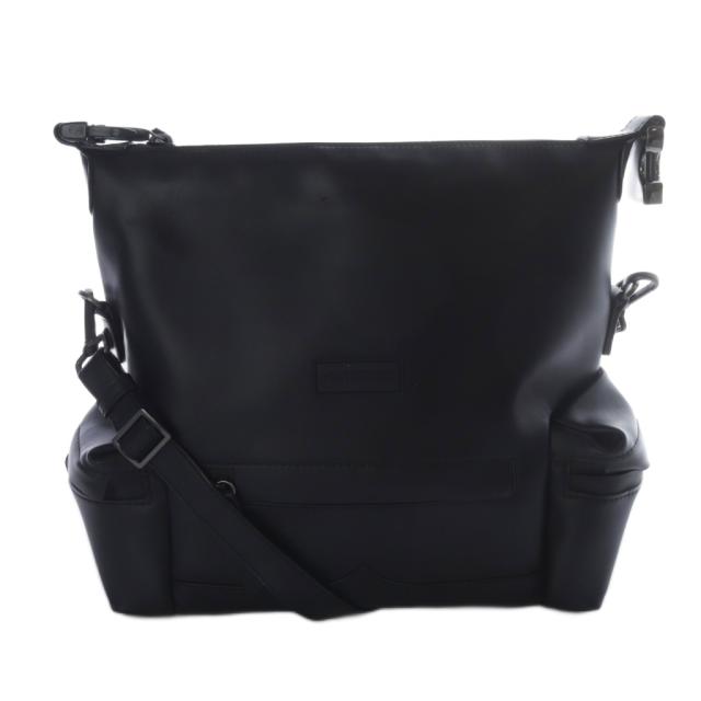 【中古】ハンター HUNTER ラバライズドレザー ショルダーバッグ ロゴ 黒 ブラック /SR レディース