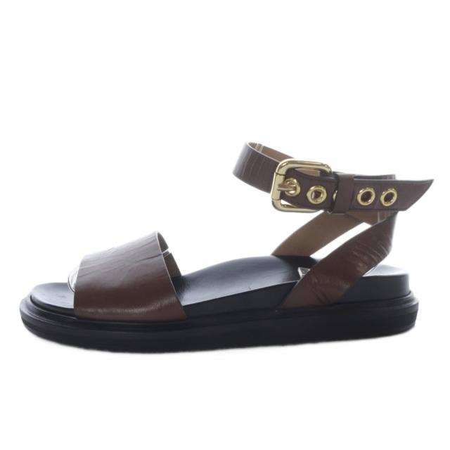 【中古】マルニ MARNI フスベット Fussbett レザー サンダル フラット ストラップ 36 ブラウン /YO2 レディース