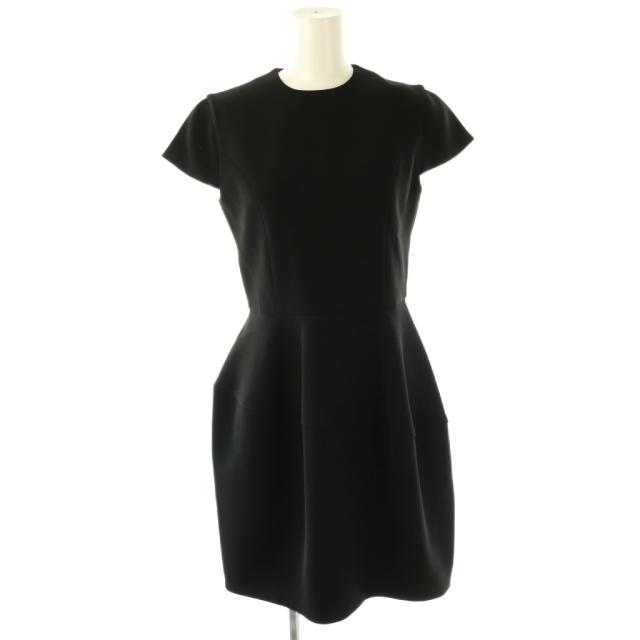 【中古】未使用品 ヨーコチャン ショートスリーブワンピース ひざ丈 半袖 36 ブラック /DO ■OS レディース