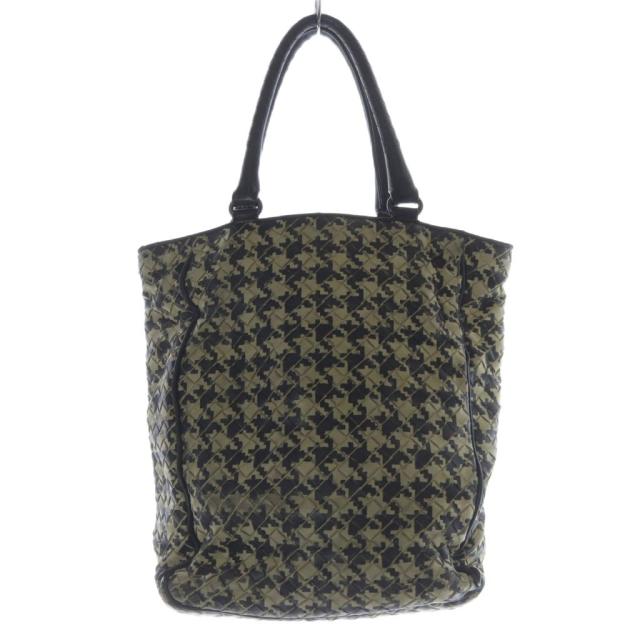 【中古】ボッテガヴェネタ イントレチャート トートバッグ ハンドバッグ 黒 アイボリー 222347 /SR ■OH レディース