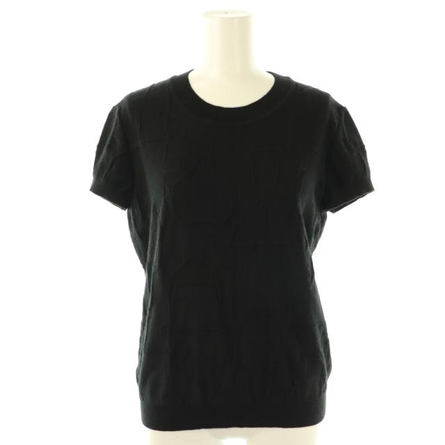 【中古】エルメス HERMES TORSADES 半袖 ニット セーター 40 黒 ブラック /AT ■OS レディース