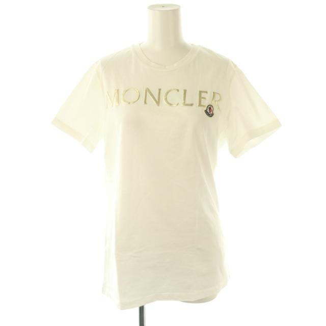 【中古】モンクレール MONCLER ロゴ 半袖 Tシャツ カットソー S ホワイト /ES ■OS レディース