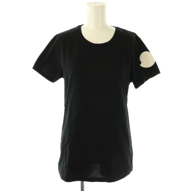 【中古】モンクレール MONCLER ロゴワッペン 半袖 Tシャツ カットソー M ブラック /ES ■OS レディース