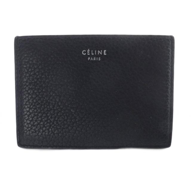 【中古】セリーヌ CELINE フィービー レザーカードケース ロゴ 黒 ブラック /SR ■OH ■SH レディース