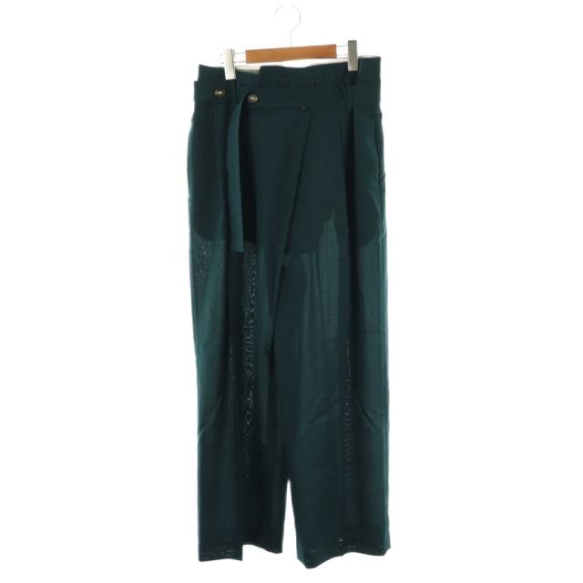 【中古】エンフォルド 25AW BELT WIDE-STRAIGHT TROUSERS パンツ ジッパーフライ 38 ブルーグリーン /DO ■OS