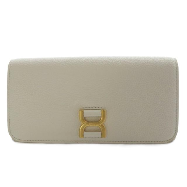 【中古】クロエ CHLOE マーシー MARCIE ロングウォレット 財布 二つ折り レザー アイボリー CHC23AP098I31110