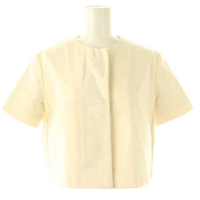 【中古】ザロウ THE ROW ノーカラー半袖ジャケット 0 オフホワイト /HK ■OS レディース