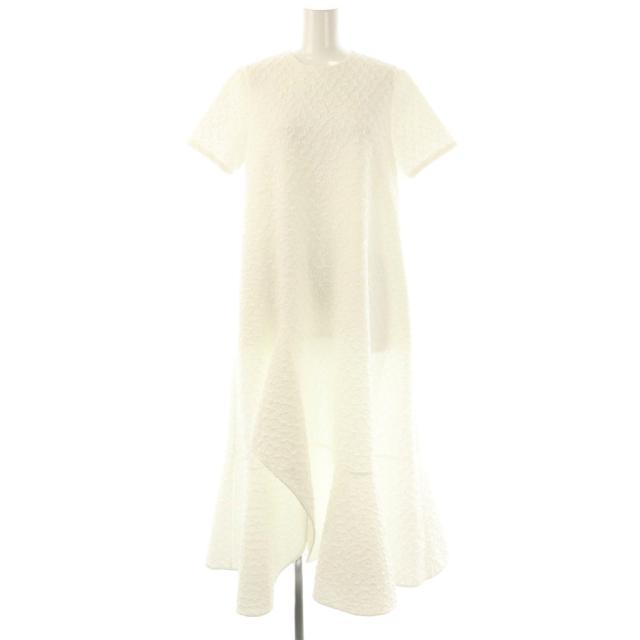 【中古】オブリ OBLI 25SS ジャガードスリットワンピース ロング 0 ホワイト /DF ■OS ■SH レディース