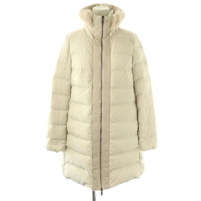 【中古】モンクレール MONCLER LINOTTE ミンクファー付き ダウンコート ダウンジャケット アウター 00 エクリュ