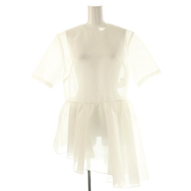 【中古】未使用品 アドーア ADORE 25AW スパンオーガンジーブラウス プルオーバー 半袖 38 ホワイト