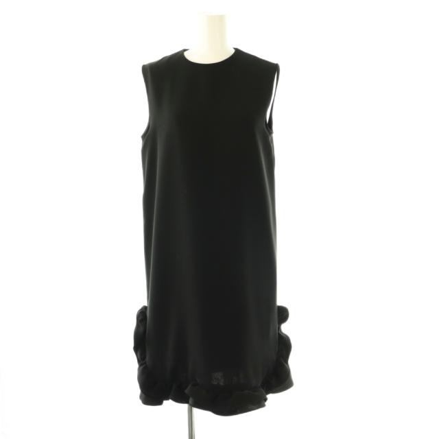 【中古】ヨーコチャン YOKO CHAN 23年 フリルワンピース ノースリーブ ひざ丈 36 ブラック /DO ■OS レディース