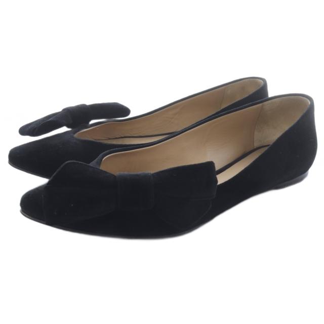 【中古】クロエ CHLOE ベロアリボン パンプス スエード ポインテッドトゥ 36.5 黒 CHC24S00HJI /SR ■SH レディース